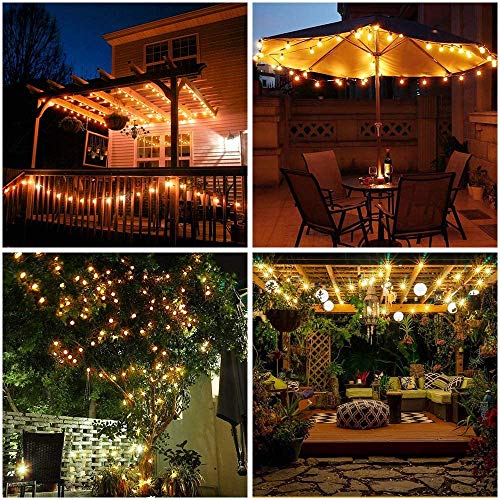 Battery Operated Globe String Lights - Indoor Outdoor String Lights Waterproof Crystal Globe Lights 8 Modes 30 LED Patio Lights with Timer for Garden Balcony Pergola Party Decor, Warm White, 2 Pack