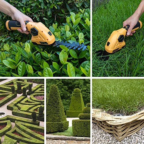EVEAGE Light Duty Cordless Grass Shears Handheld Grass Hedge Trimmer 2 in 1 Grass Clippers Shrub Bush Trimmer for Garden, with Rechargeable 8V Battery and Charger Included