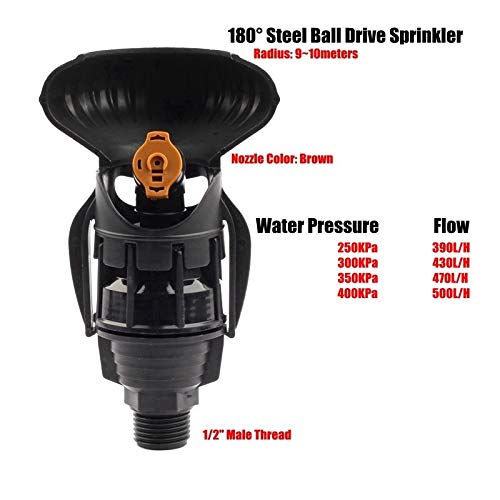 UXZDX 1/2" Male Thread 180° Rotating Nozzle Long Distance Spray Lawn Irrigation Sprinklers Garden Agricultural Irrigation Sprayers (Size : 5PCS)