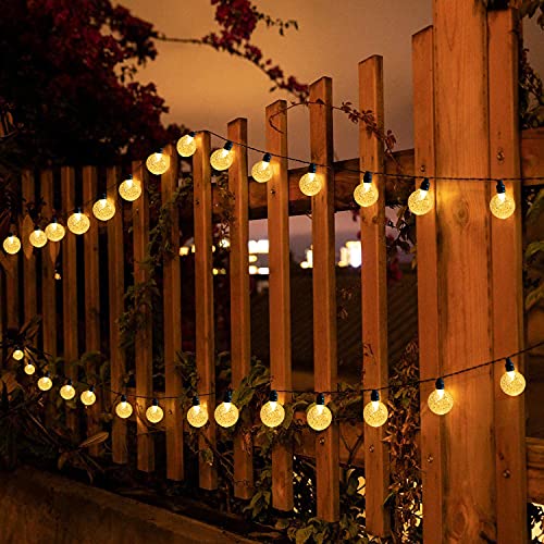 Battery Operated Globe String Lights - Indoor Outdoor String Lights Waterproof Crystal Globe Lights 8 Modes 30 LED Patio Lights with Timer for Garden Balcony Pergola Party Decor, Warm White, 2 Pack