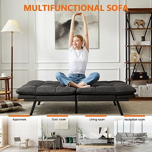Sweetcrispy Futon Couch for Living Room Sofas, Dark Grey