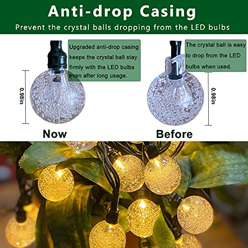 Battery Operated Globe String Lights - Indoor Outdoor String Lights Waterproof Crystal Globe Lights 8 Modes 30 LED Patio Lights with Timer for Garden Balcony Pergola Party Decor, Warm White, 2 Pack