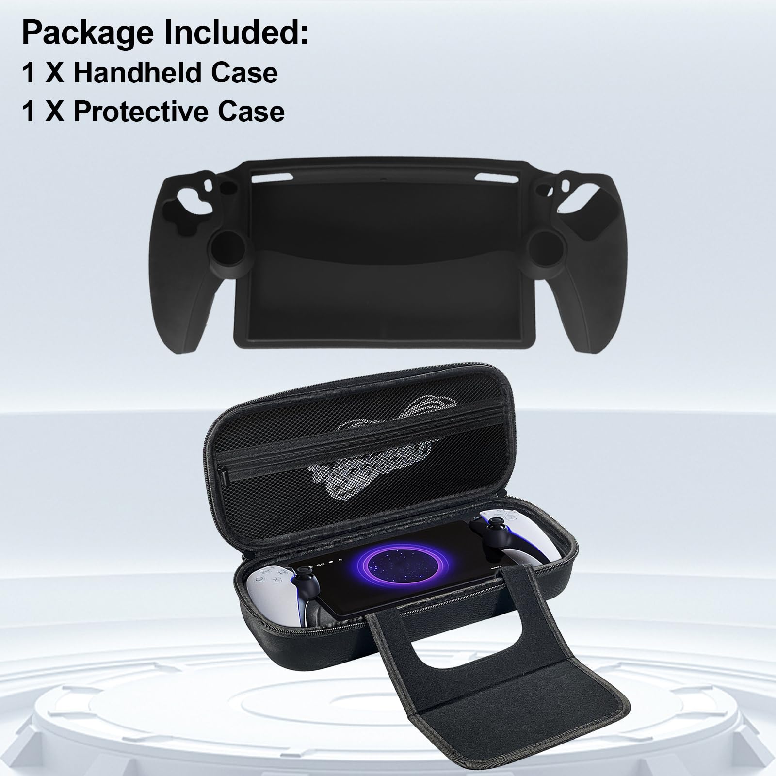 JDGPOKOO Accessories Kit for PlayStation Portal Remote Player, Handheld Case with Protective Case Cover, Hard Shell Carrying Bag Accessories Bundle