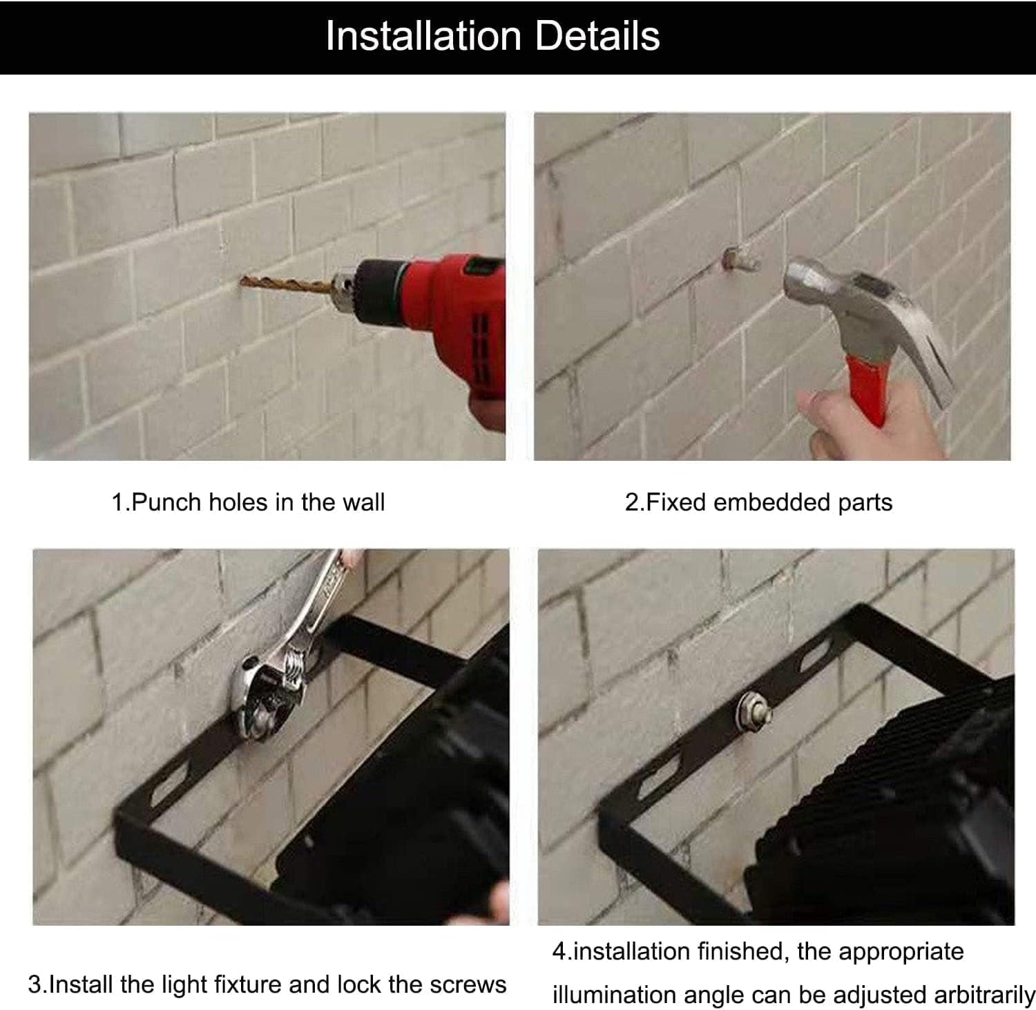 garageangle 4Pack LED Flood Light Outdoor,50W LED Work Light 5500lm with 6FT US Plug,IP66 Waterproof Exterior Security Lights,6000K Daylight White Outside Floodlights Slim Design for Playground Yard