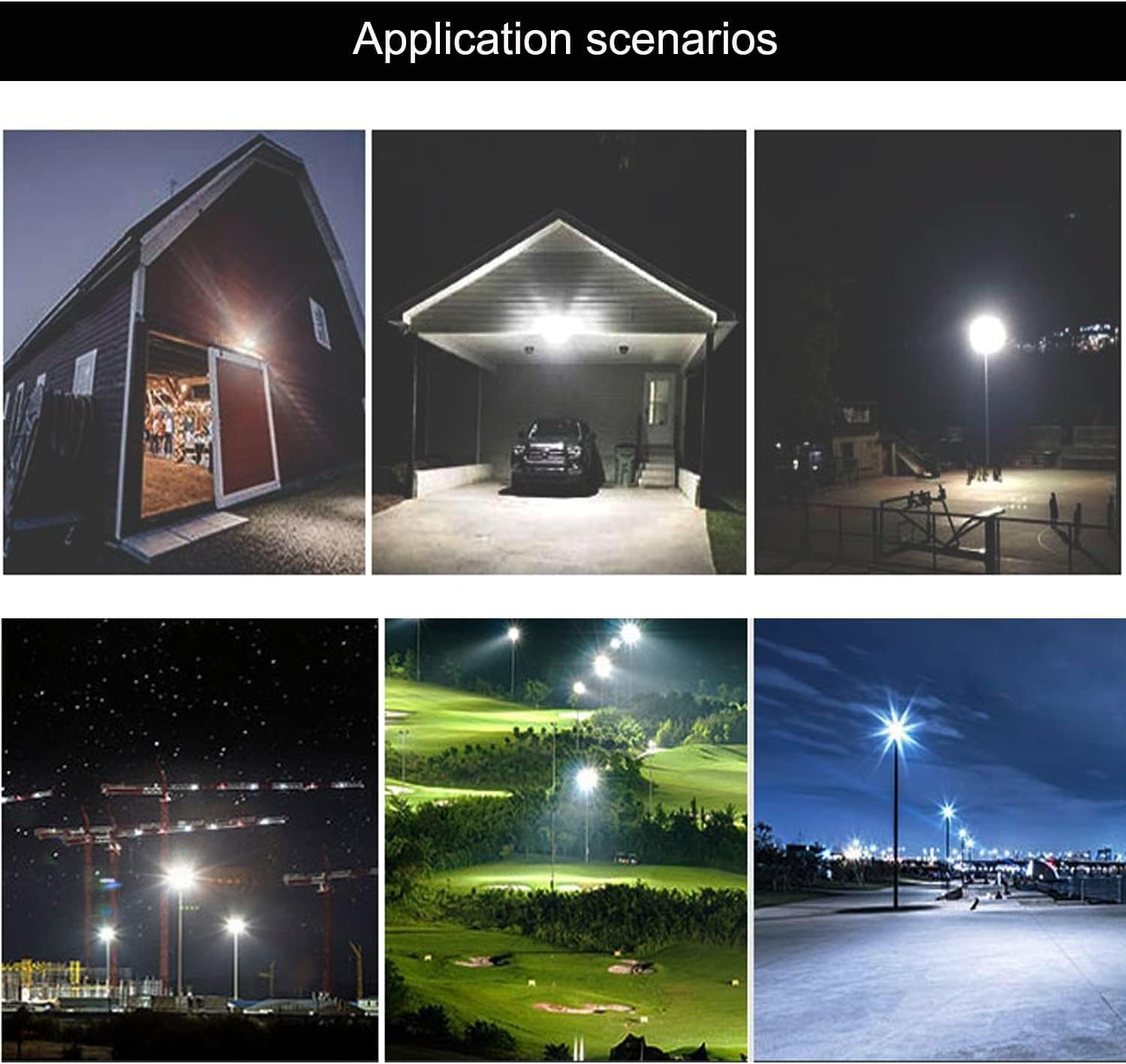 garageangle 4Pack LED Flood Light Outdoor,50W LED Work Light 5500lm with 6FT US Plug,IP66 Waterproof Exterior Security Lights,6000K Daylight White Outside Floodlights Slim Design for Playground Yard