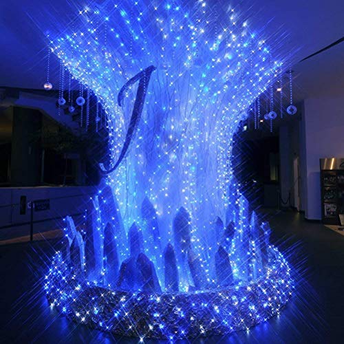 MAOKOT Solar Powered String Lights, 1Pack 72FT 200 LED Blue Solar String Lights, 8Modes Waterproof Outdoor Solar Lights for Gate Yard Garden Christmas Decorations (Blue)