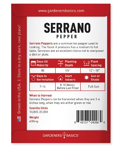 Serrano Pepper Seeds for Planting Heirloom Non-GMO Ancho Peppers Plant Seeds for Home Garden Vegetables Makes a Great Gift for Gardening by Gardeners Basics