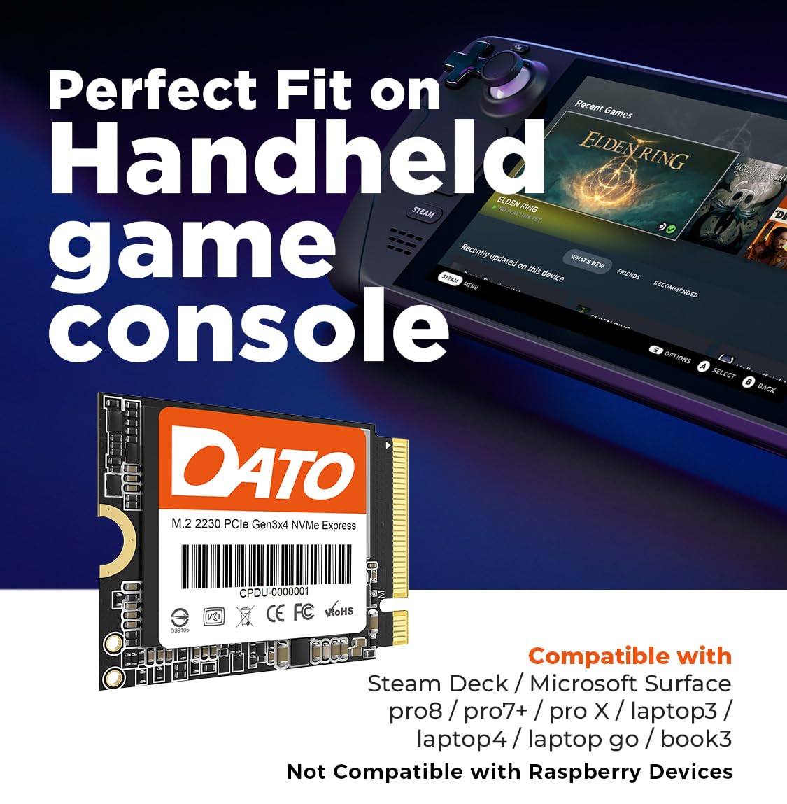 DATO 1TB SSD M.2 2230, NVMe 1.3 PCIe Gen3x4, Internal Solid State Drive, Up to 2500/1700 MB/s, DP330 Series