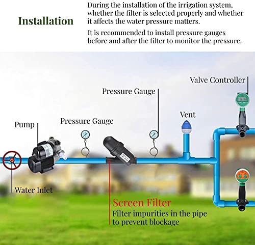 GOTOTOP 3/4" Inch Screen Irrigation Filter,Stainless Steel Water Filter Strainer 120 PSI, Mesh Conditioning Strainer,Drip Irrigation Tank Pool Pump for Garden Greenhouse Agricultural Drip