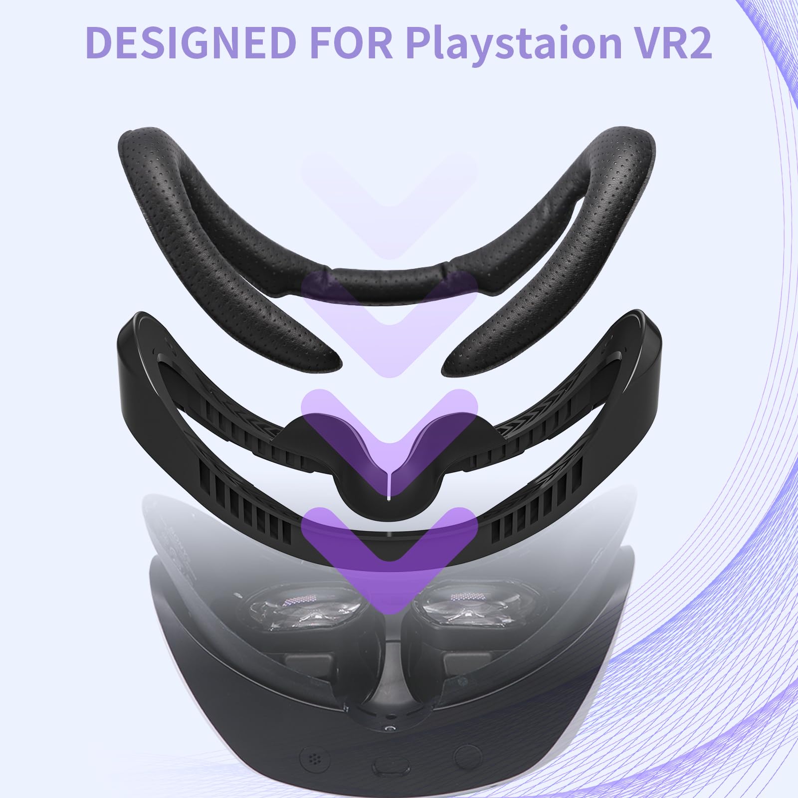 VR Face Pad for PlayStation VR2, Breathable Holes Leather Protective VR Accessories VR Face Cover Cushion Replacement Fitness Facial Interface Bracket Compatible with PS VR2