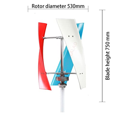 Vertical Wind Turbine Generator 10000W ,3 Blades 12V 24V 48V 220V Low Noise Vertical Axis Wind Turbine Generator with Controller for Outdoor Garden Energy Generation,24v