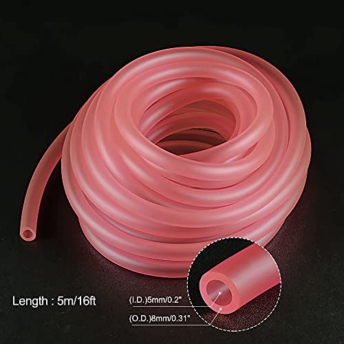 MECCANIXITY PVC Petrol Fuel Line Hose 3/16" x 5/16" 16ft Pink for Chainsaws Lawn Mower String Trimmer Blowers Small Engines