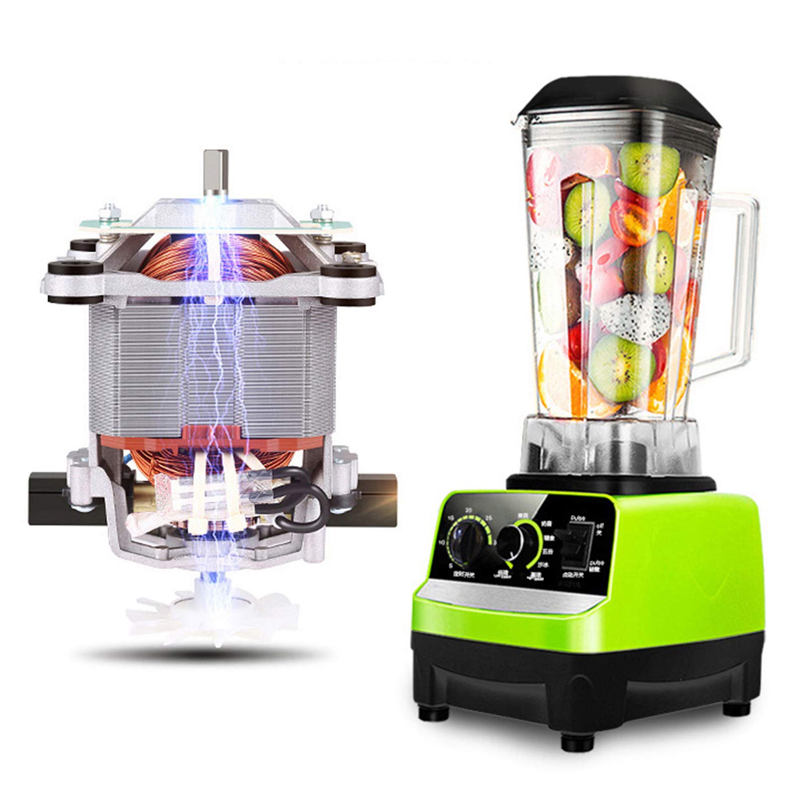 1300W Electric Blender 2L/68 Oz Professional Countertop Blender Portable Adjustable Speed Food Mixer Juicer for Smoothies, Frozen Drinks & Ice Cream, Stainless Steel Blades