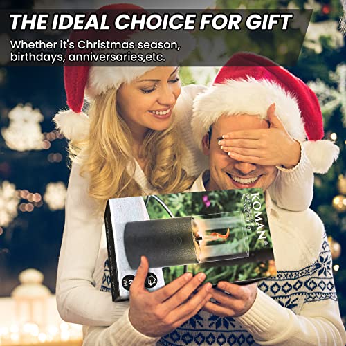 KOMAN Tabletop Fire Pit,Isobutane Gas Propane Portable Tabletop Fireplace,Outdoor Round Mini Fire Pit Bowl with Pebbles for Balcony Garden, Patio Heating, Bonfire and Picnic (Gas Not Included)