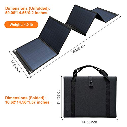 Keshoyal Foldable Solar Panel β 60W Portable Solar Panels with 5V USB and 18V DC for Camping,Cell Phone,Tablet and 5-18V Devices β Compatible with Solar Generators Power Stations
