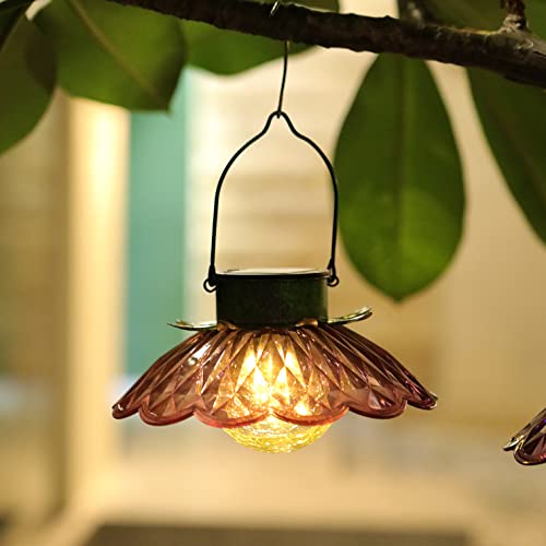 Solar Lantern Outdoor Crackle Globe Glass Solar Lights Outdoor Garden ,LED Landscape.Solar Hanging Lights. Solar Lantern Outdoor to Hang for Yard and Lawn Tree,Fence,Patio,Lawn,Walkway,1 Pack