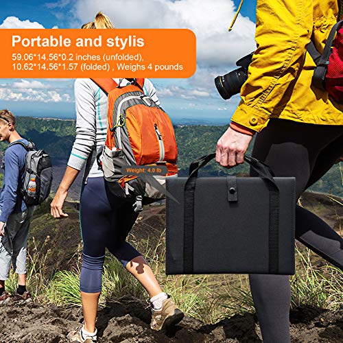 Keshoyal Foldable Solar Panel β 60W Portable Solar Panels with 5V USB and 18V DC for Camping,Cell Phone,Tablet and 5-18V Devices β Compatible with Solar Generators Power Stations