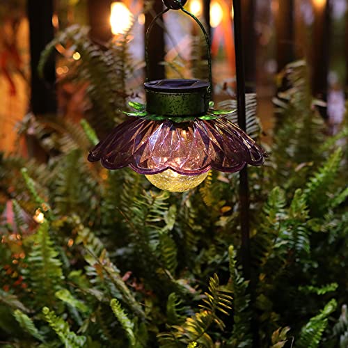 Solar Lantern Outdoor Crackle Globe Glass Solar Lights Outdoor Garden ,LED Landscape.Solar Hanging Lights. Solar Lantern Outdoor to Hang for Yard and Lawn Tree,Fence,Patio,Lawn,Walkway,1 Pack
