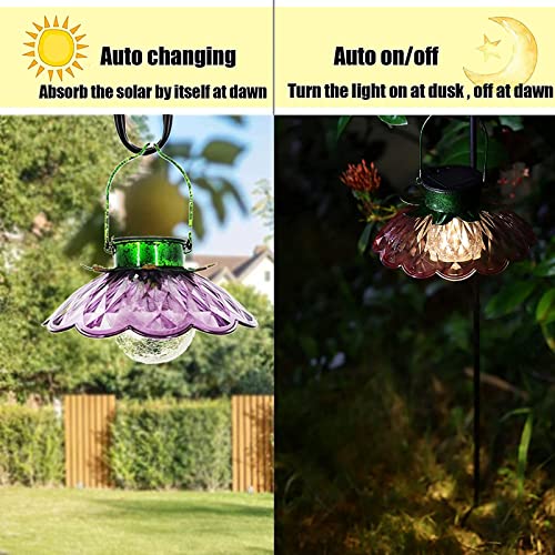 Solar Lantern Outdoor Crackle Globe Glass Solar Lights Outdoor Garden ,LED Landscape.Solar Hanging Lights. Solar Lantern Outdoor to Hang for Yard and Lawn Tree,Fence,Patio,Lawn,Walkway,1 Pack