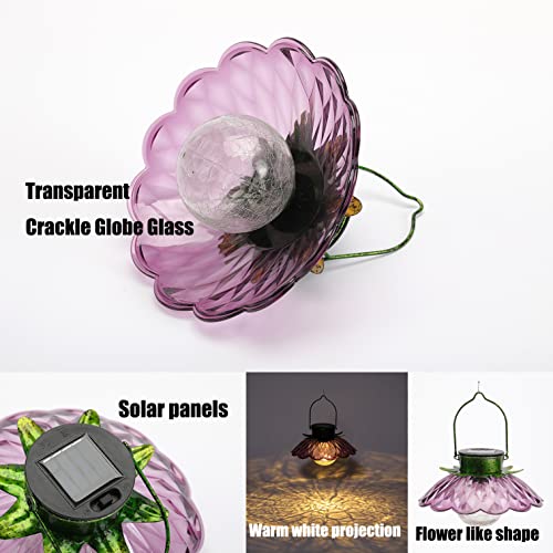 Solar Lantern Outdoor Crackle Globe Glass Solar Lights Outdoor Garden ,LED Landscape.Solar Hanging Lights. Solar Lantern Outdoor to Hang for Yard and Lawn Tree,Fence,Patio,Lawn,Walkway,1 Pack