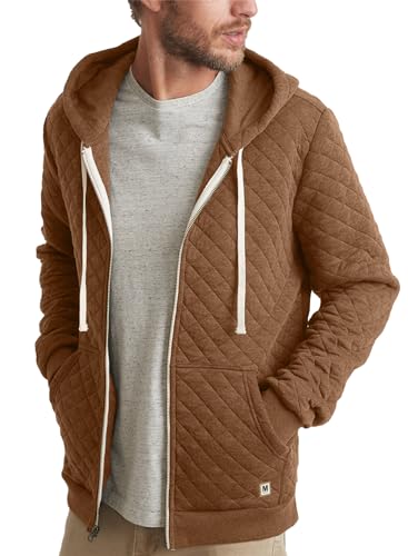 JMIERR Mens Hoodie Sweatshirt Casual Long Sleeve Full Zip Jacket with Pockets Quilted Hoodies for Men,US 46 (XL),A Khaki