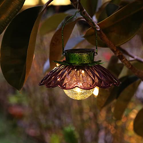 Solar Lantern Outdoor Crackle Globe Glass Solar Lights Outdoor Garden ,LED Landscape.Solar Hanging Lights. Solar Lantern Outdoor to Hang for Yard and Lawn Tree,Fence,Patio,Lawn,Walkway,1 Pack