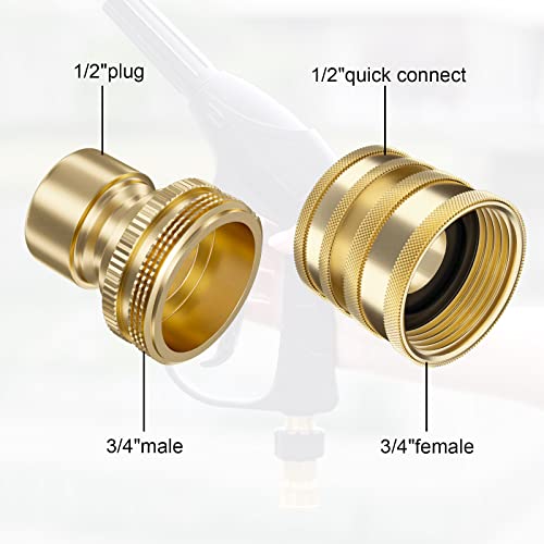 POHIR Pressure Washer Hose 70FT, Garden Water Hose Adapter 14 Pack Full Set, 3/8 Power Washer Quick Disconnect Kit with M22 Swivel to 3/8'' Quick Connect Fittings, 3/4" to Quick Release