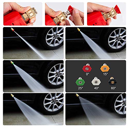 AURORA CAR High Pressure Washer Gun,40 Inch, 5000 PSI,with Replacement Wand Extension,5 Nozzle Tips Set,with 1/4'' Quick-Connect,M22 15mm or M22 14mm