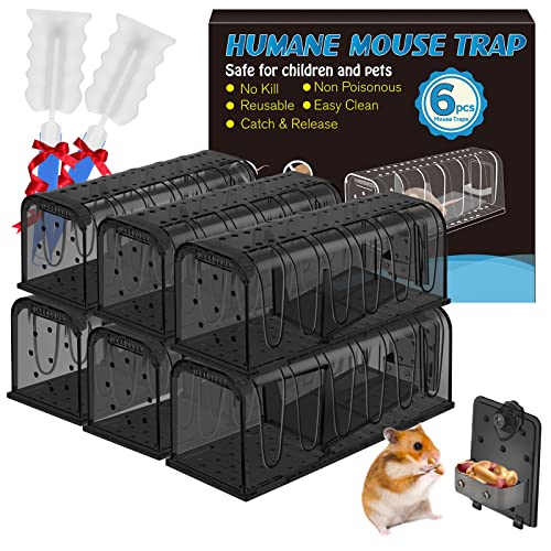 Humane Mouse Trap,Mice Traps for House Indoor Catch and Release for Home No Kill, Chipmunk Traps Live Rat Traps Indoor for Home Safe for Family and Pets No Touch, Best Mouse Traps for Home(6Pack)