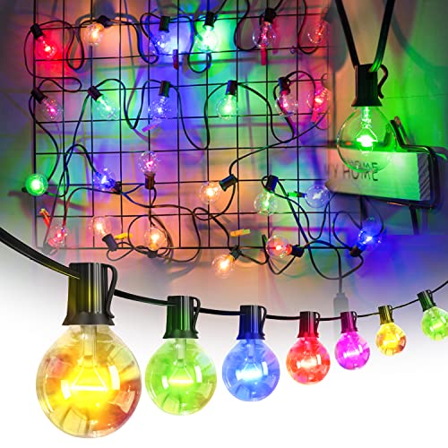 G40 Outdoor String Lights,25ft Outdoor Lights for Patio Hanging Lights LED Dimmable Patio Lights Outdoor Waterproof 25 Colors Globe Bulb,Outside Lights Backyard Lights for Garden Party Wedding