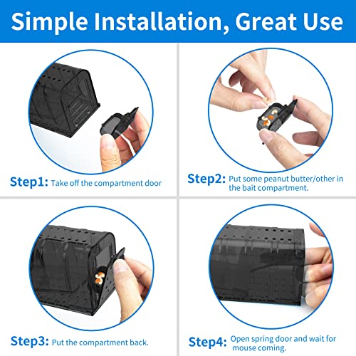 Humane Mouse Trap,Mice Traps for House Indoor Catch and Release for Home No Kill, Chipmunk Traps Live Rat Traps Indoor for Home Safe for Family and Pets No Touch, Best Mouse Traps for Home(6Pack)