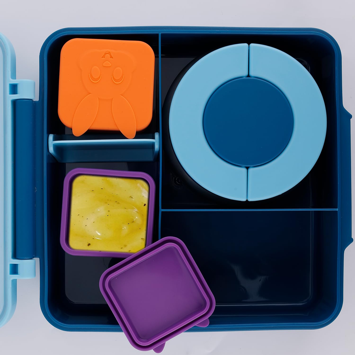 PEUTIER 2pcs Condiment Containers with Lids, Leak Proof Silicone Salad Dressing Container Reusable Dipping Sauce Cups for Most Bento Lunch Box Picnic Travel (Orange, Purple)