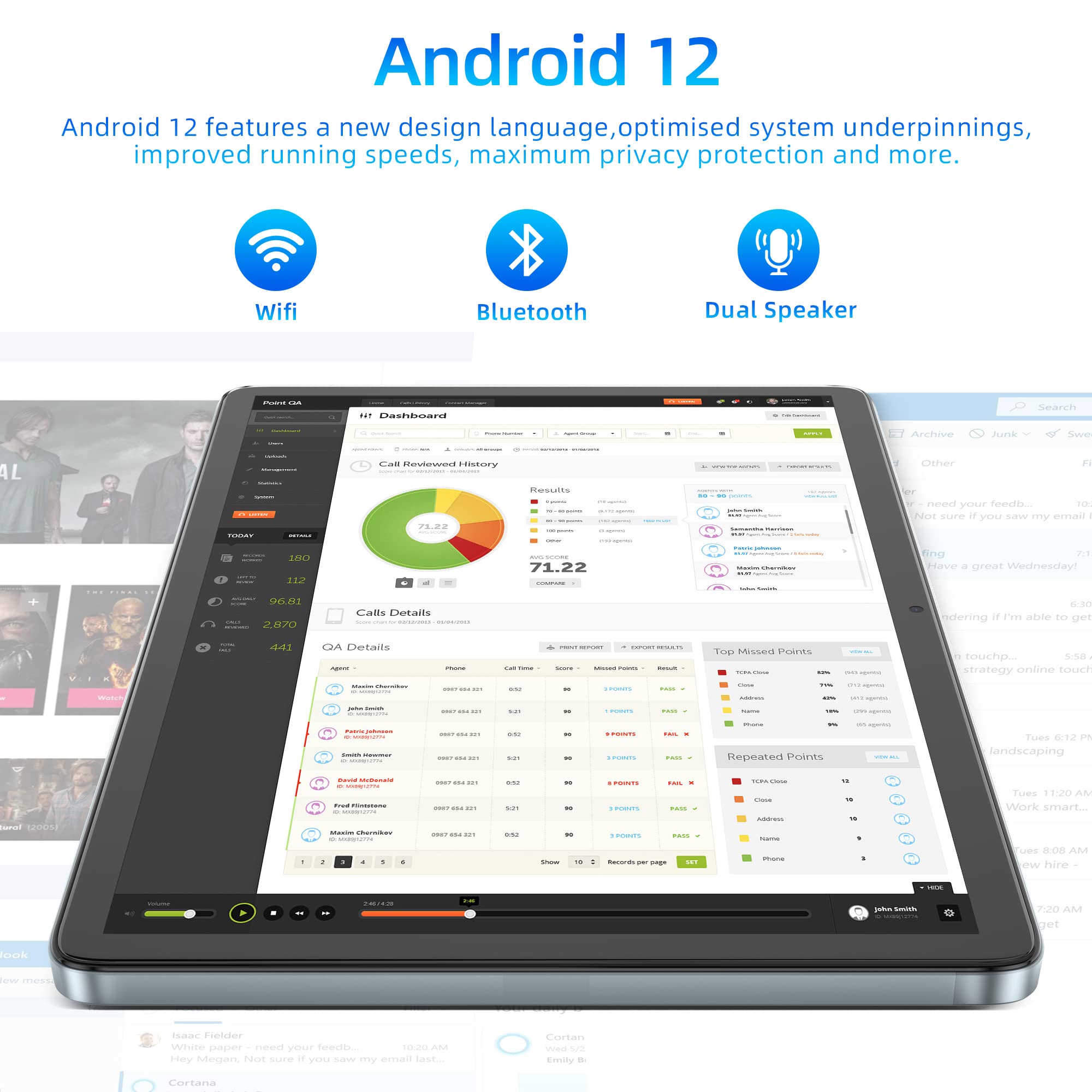 jumper 10 Inch Tablet, Android 12 Tablets with 8GB RAM 128GB Storage, Octa-Core Processor MT8183, 1920x1200 HD IPS Display, 13MP+5MP Dual Camera, 6000mAh, Dual Stereo Speakers, GPS, Bluetooth5.0.