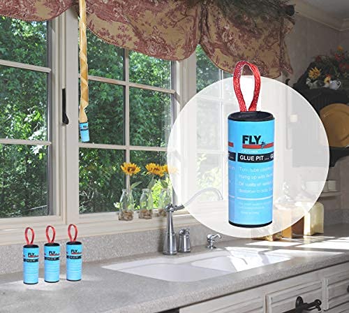 Dwcom 20 Pack Sticky Fly Traps Hanging, Fly Paper Strips Fly Ribbon Catcher Gnat Mosquito for House, Kitchen, Bullpen, Stable, Pasture