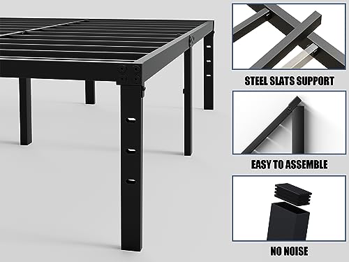 QKOKSY 18 Inch King Size Bed Frame Metal Platform Heavy Duty Black King Bed Frame, No Box Spring Needed, Easy Assembly and Noise Free, Under Bed Storage