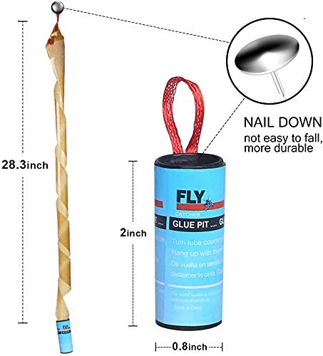 Dwcom 20 Pack Sticky Fly Traps Hanging, Fly Paper Strips Fly Ribbon Catcher Gnat Mosquito for House, Kitchen, Bullpen, Stable, Pasture