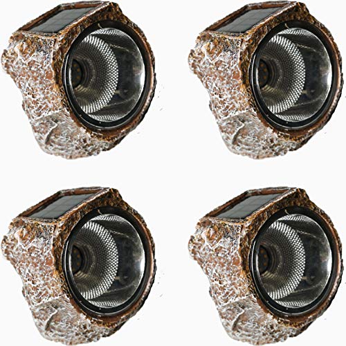 Solar Rock Light Led 4 Pack Waterproof Garden Stone Lights Outdoor Landscaping Spotlights, Yard Patio Pathway Driveway …
