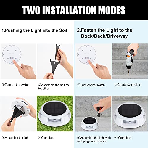 SOLPEX Solar Deck Lights Outdoor 8 Pack, Solar Driveway Lights, Dock Lights Solar Powered Waterproof LED Lights for Steps, Garden, Ground, Stair, Patio, Pathway, Landscape(Cold White)