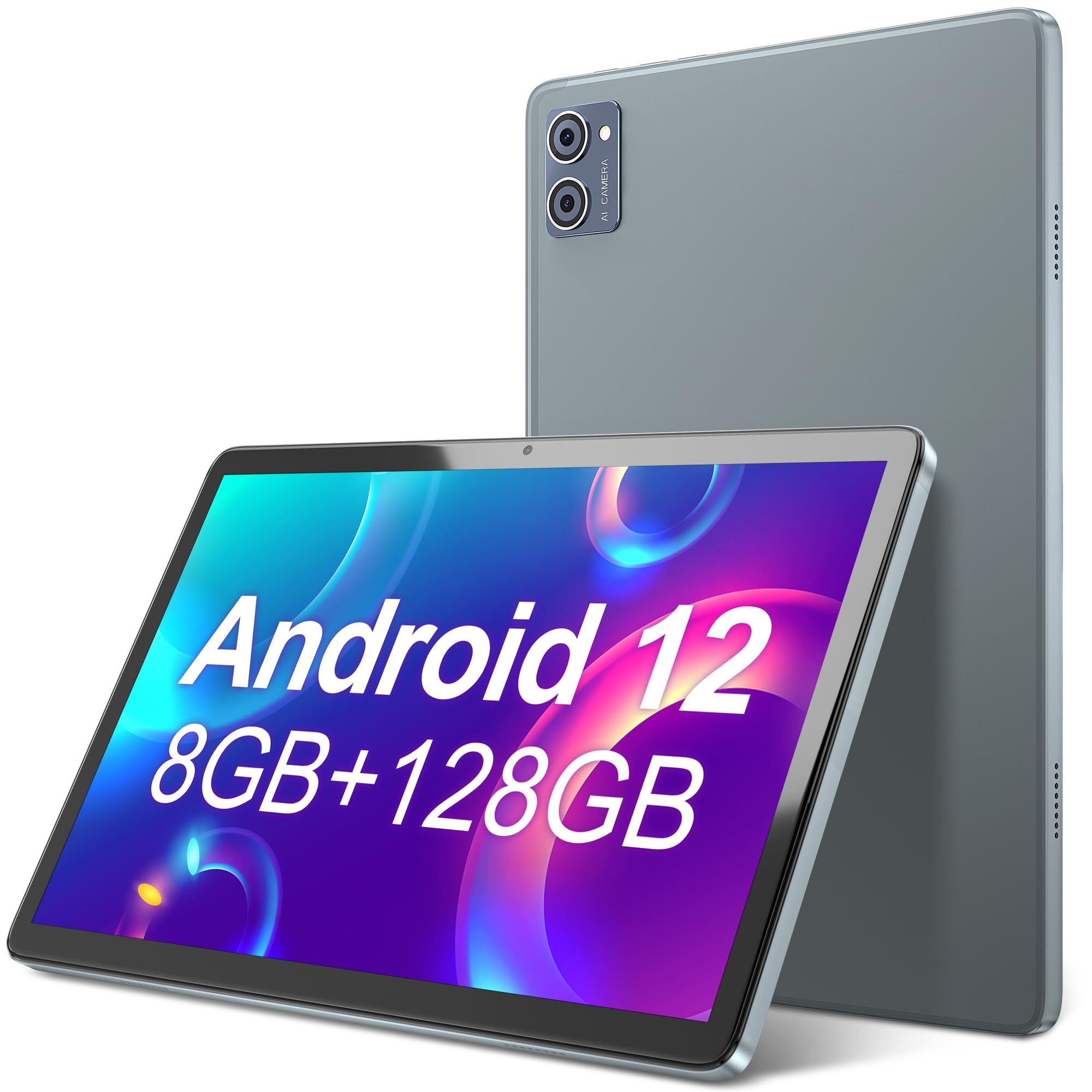 jumper 10 Inch Tablet, Android 12 Tablets with 8GB RAM 128GB Storage, Octa-Core Processor MT8183, 1920x1200 HD IPS Display, 13MP+5MP Dual Camera, 6000mAh, Dual Stereo Speakers, GPS, Bluetooth5.0.