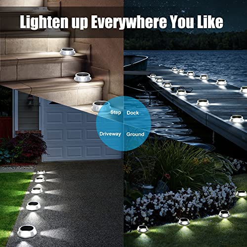 SOLPEX Solar Deck Lights Outdoor 8 Pack, Solar Driveway Lights, Dock Lights Solar Powered Waterproof LED Lights for Steps, Garden, Ground, Stair, Patio, Pathway, Landscape(Cold White)