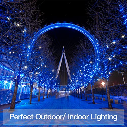 suddus 66ft 200 LED Outdoor String Lights, Blue Fairy Lights Battery Operated with Remote, Led Twinkle Lights for Bedroom, Dorm, Patio, Tapestry, Backyard, Garden, Christmas, Party, Indoor
