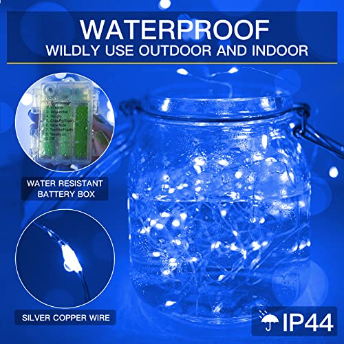 suddus 66ft 200 LED Outdoor String Lights, Blue Fairy Lights Battery Operated with Remote, Led Twinkle Lights for Bedroom, Dorm, Patio, Tapestry, Backyard, Garden, Christmas, Party, Indoor