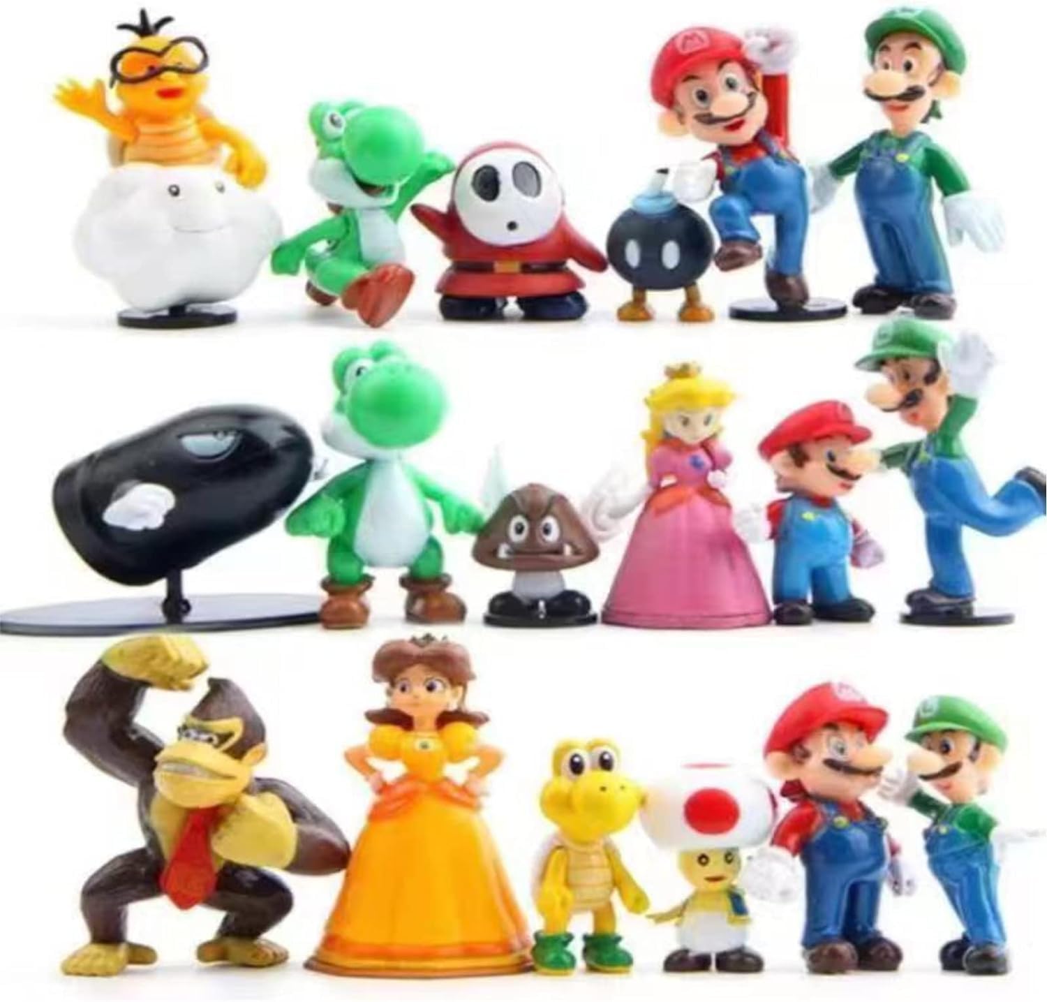 NOVSKI 18 Pcs/Set Mario Bros Super Mary Princess, Turtle, Mushroom, Orangutan, Super Mary Action Figures, 2"