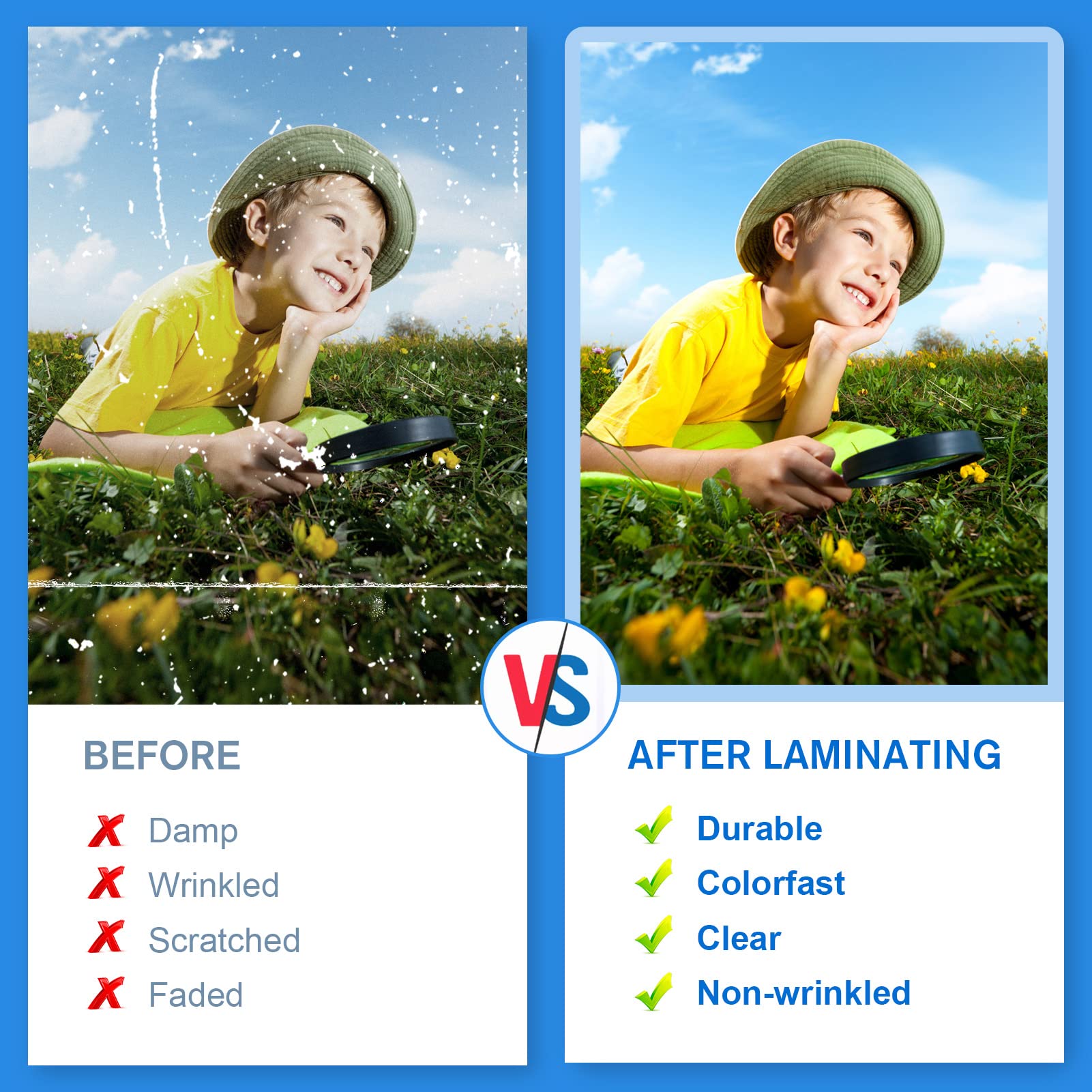 KTRIO Thermal Laminating Sheets, Hold 4 x 6 inch Photo Laminating Pouches, 5 Mil Clear Lamination Paper Protection 4.3 x 6.25 inch, Round Corner, 100 Pack
