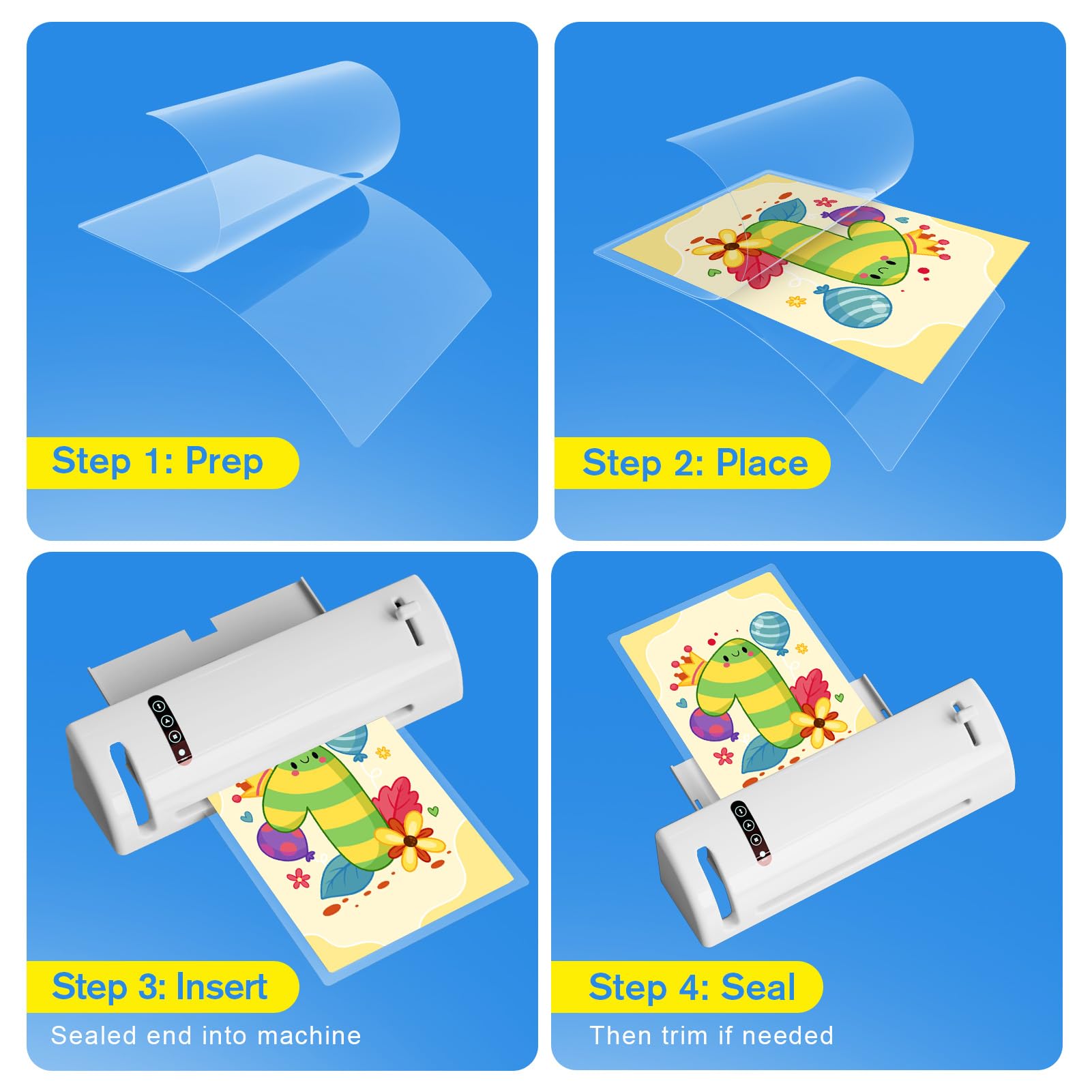 KTRIO Thermal Laminating Sheets, Hold 4 x 6 inch Photo Laminating Pouches, 5 Mil Clear Lamination Paper Protection 4.3 x 6.25 inch, Round Corner, 100 Pack