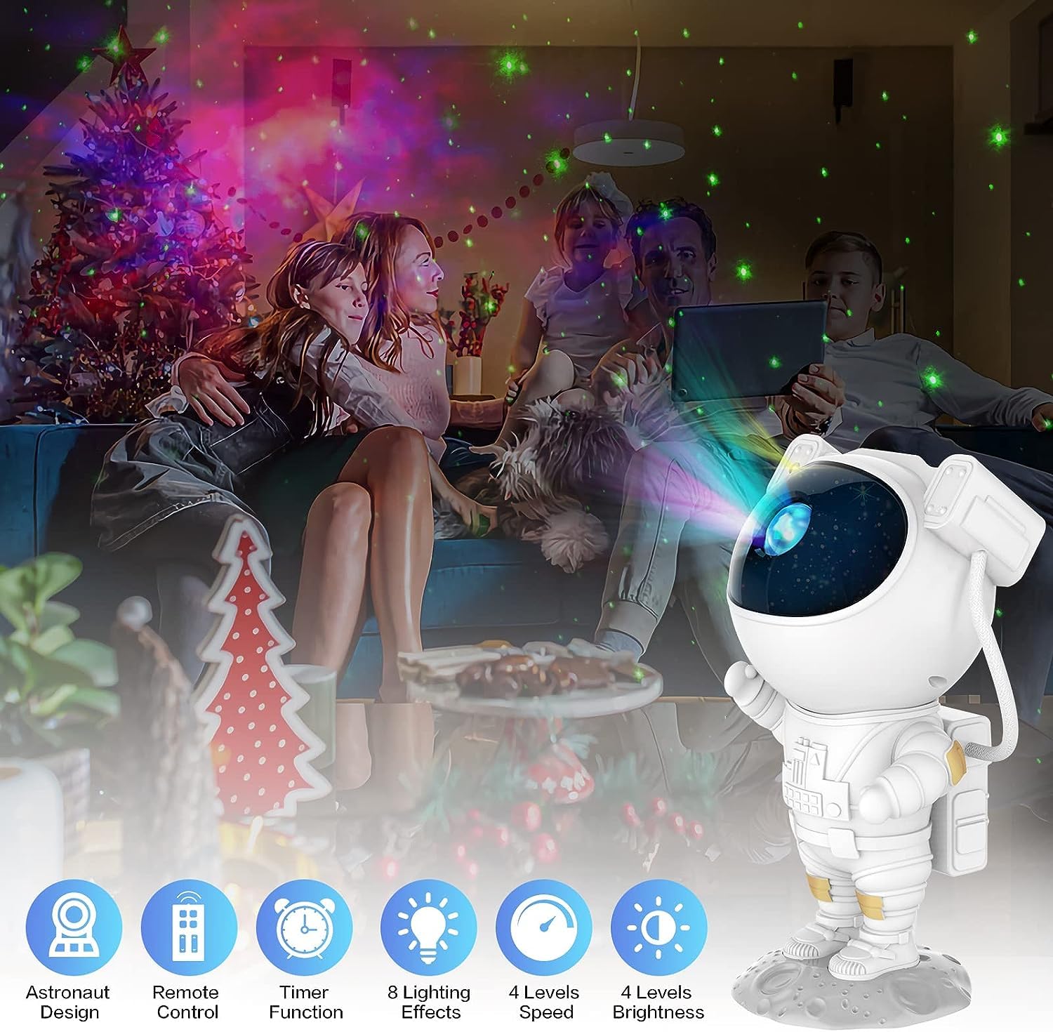 Astronaut Light Projector, Galaxy Projector for Bedroom, Star Projector with Moon Lamp, LED Nebula Night Light
