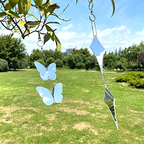 EACILLES Reflective Discs to Keep Birds Away, Hanging Reflectors to Scare Birds Away from Your House and Garden, 16 Diamond Discs