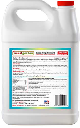 I Must Garden Groundhog/Woodchuck Repellent 1 Gallon Ready-to-Use Refill: All Natural Spray for Gardens, Plants, and Lawns β Pleasant Scent