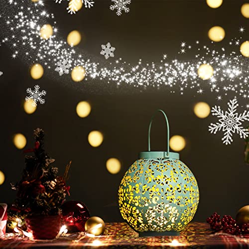 Solar Lanterns Outdoor Waterproof, 2 Pack Solar Garden Lights Outdoor Solar Hanging Lanterns, Solar Patio Lanterns Decorative Retro Metal Solar Lights for Patio Yard Pathway Walkway Party (Blue)