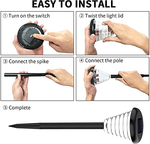 Fudosa Solar Pathway Lights, Warm/Color Changing Solar Garden Lights Outdoor Waterproof for Yard Path, Walkway, Driveway, Landscape Lighting, 4 Packs